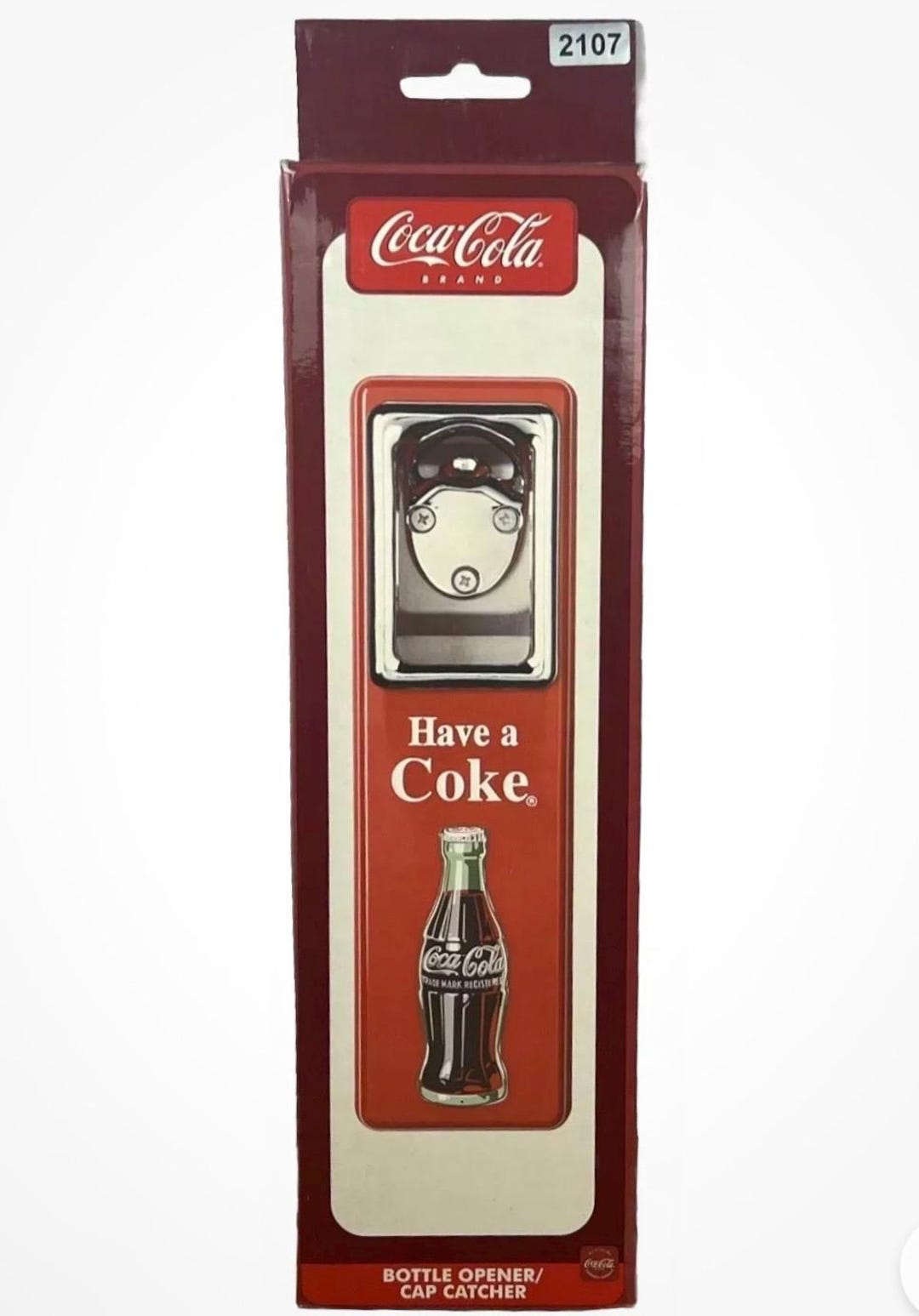 Coca Cola 1997 Large 10 7/8” Wall Mount Bottle Opener Cap Catcher ...