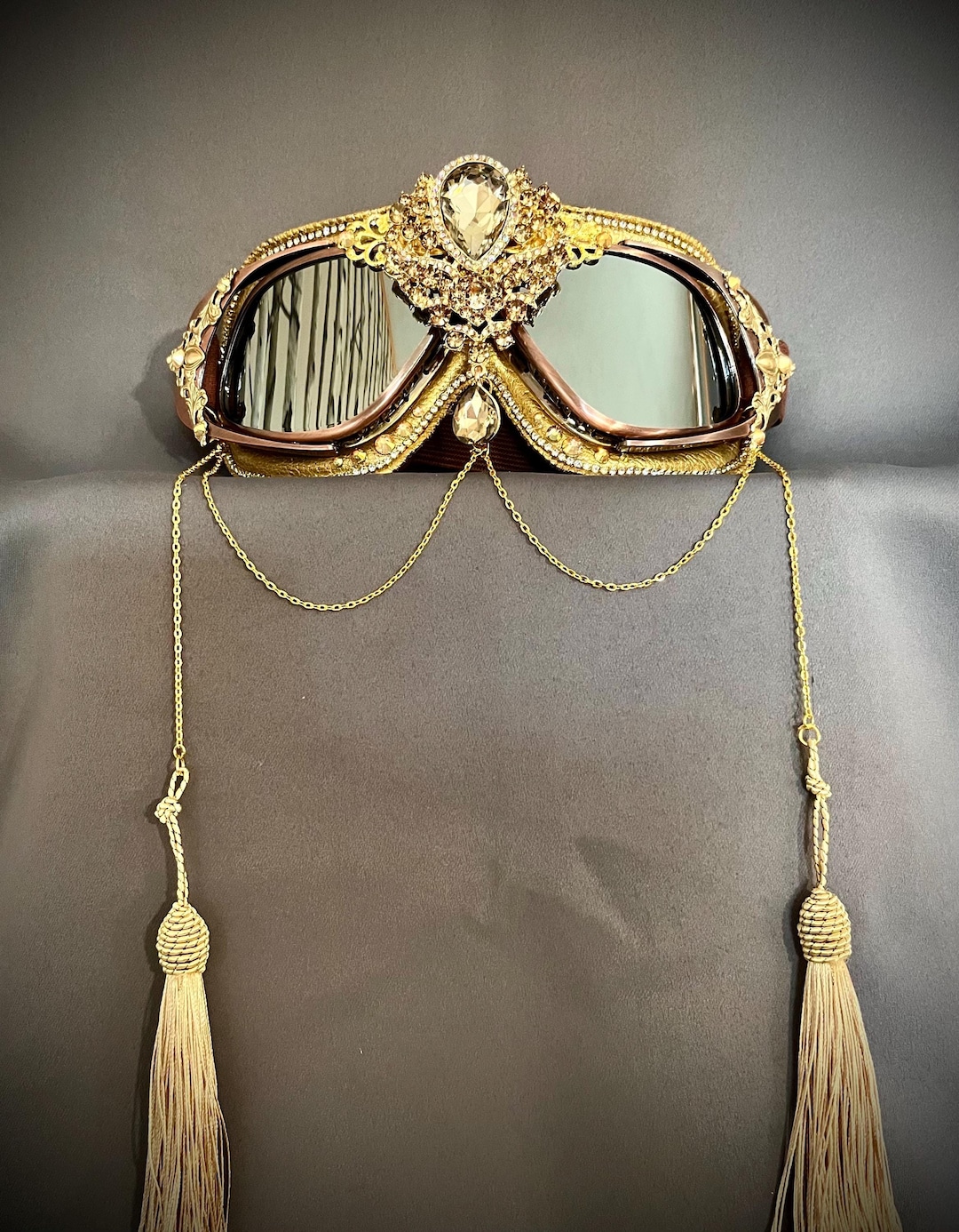 Made-to-order | Bella Gold Goggles | Crystal Rhinestone Gold Goggles ...
