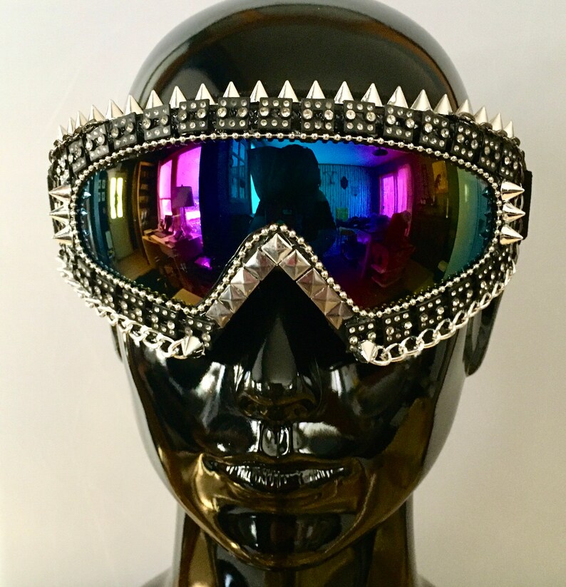 80s Rockstar Googles Metal Spike Goggles Warrior Goggles - Etsy
