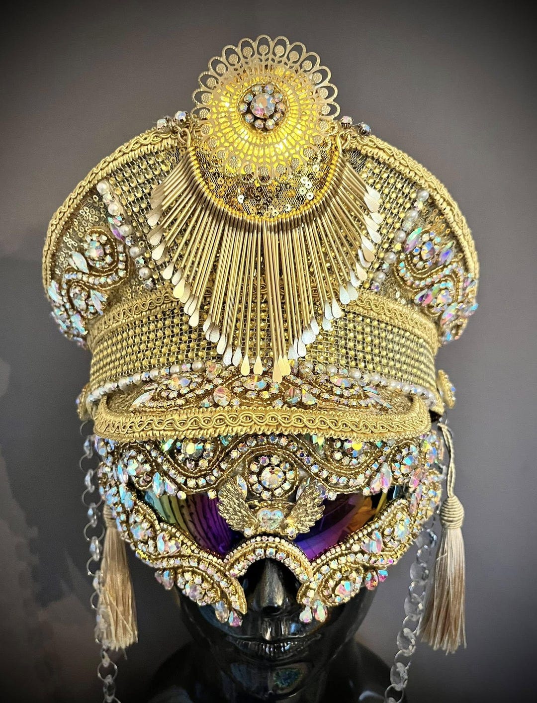 MADE TO ORDER Gold Burning Man Hat | Gold Captain's Hat | Solaris Sun ...