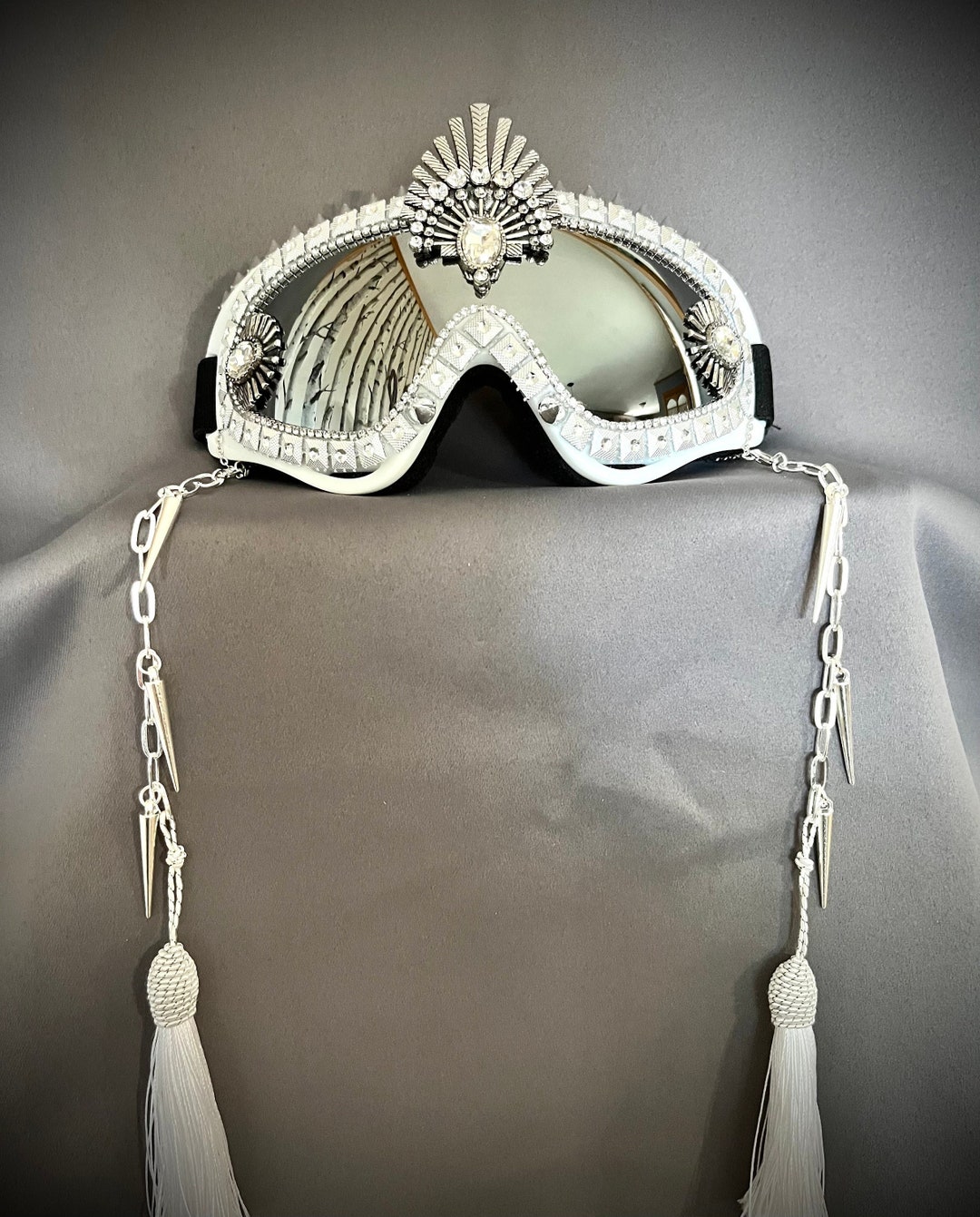 Ice Queen Silver Goggles | Festival Goggles | Silver Star Art Deco Sun ...