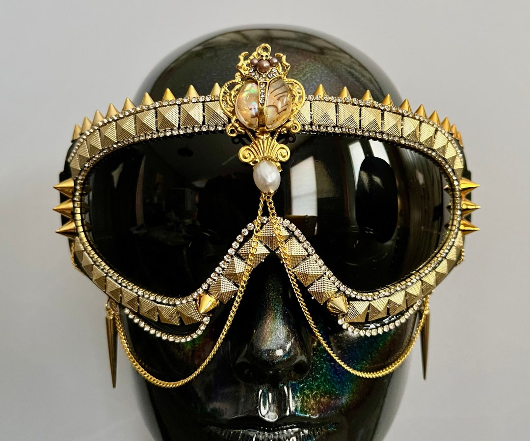 Gold Scarab Goggles Evil Eye Goggles Spike Punk Goggles Tribal Egyptian ...