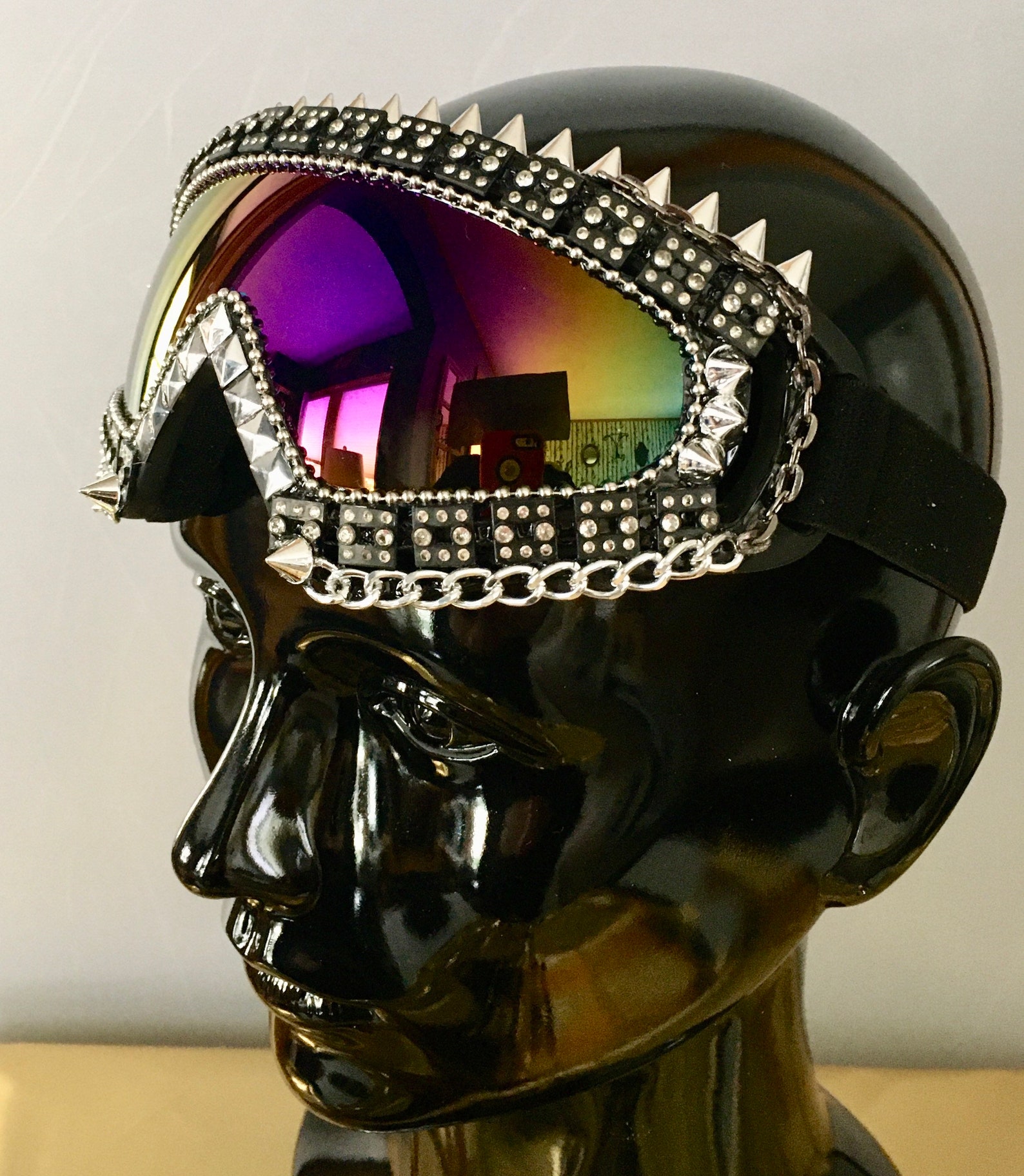 80s Rockstar Googles Metal Spike Goggles Warrior Goggles - Etsy