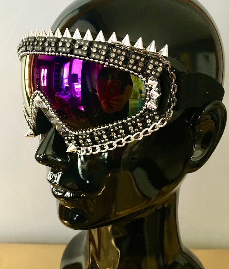 80s Rockstar Googles Metal Spike Goggles Warrior Goggles - Etsy