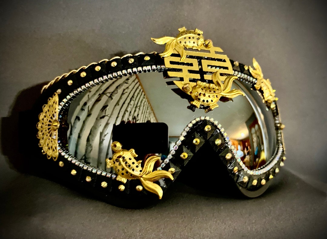 Ready-to-ship Zen Koi Fish Goggles | Deluxe Gold Goggles | Festival ...