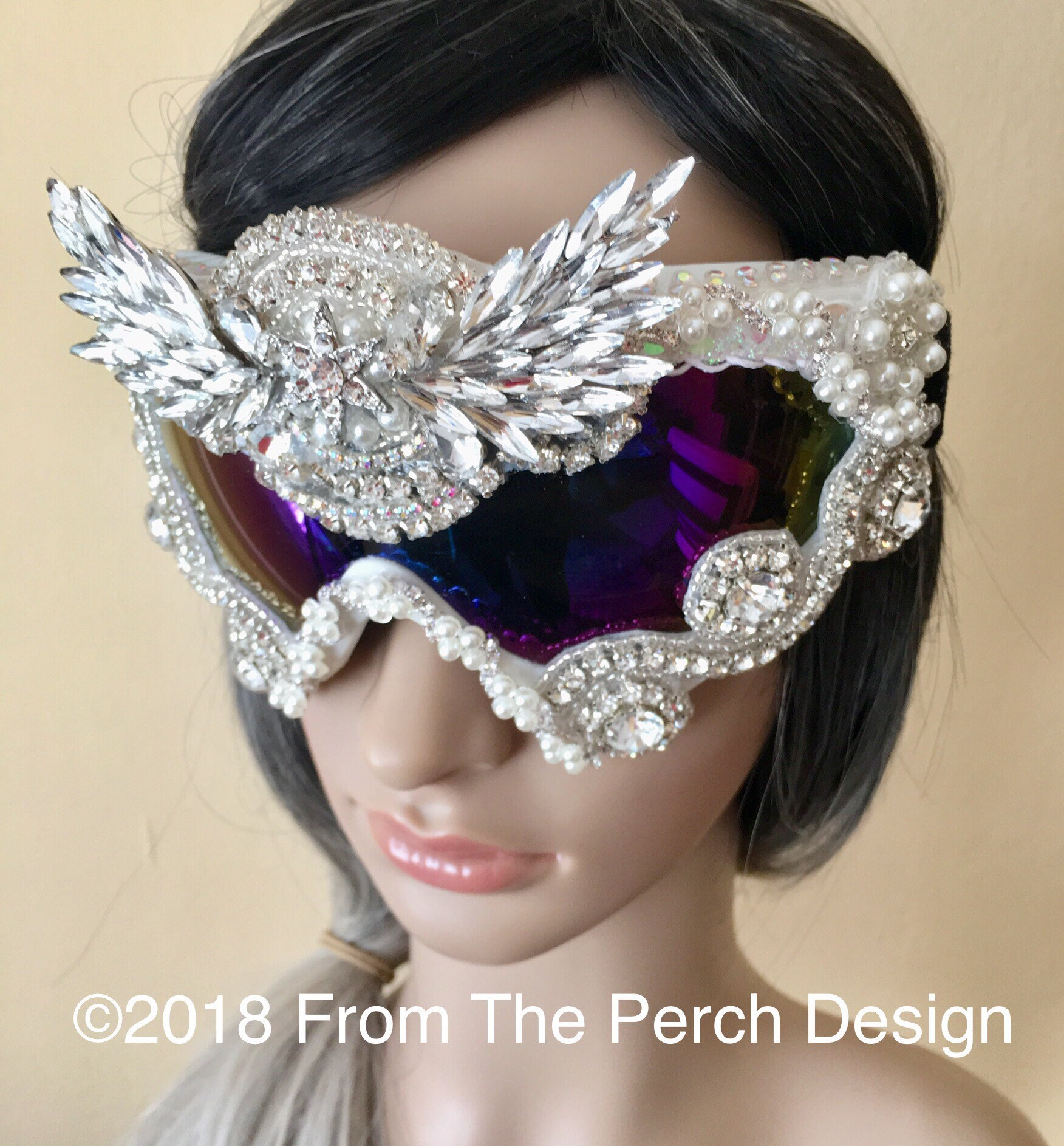 White Crystal Goggles Rhinestone Wing Goggles Burn Goggles | Etsy