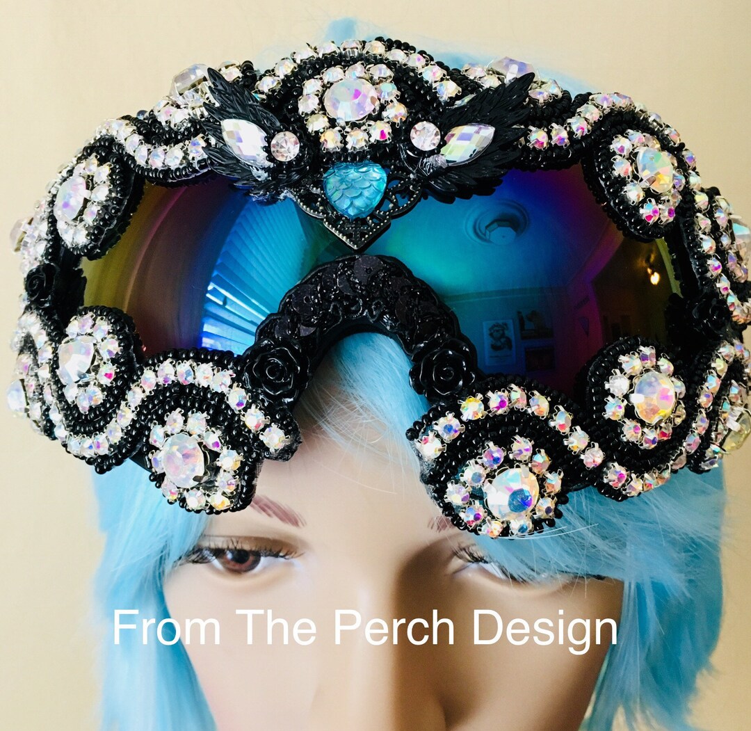 Black Crystal Goggles Black Queen Crown Couture - Etsy