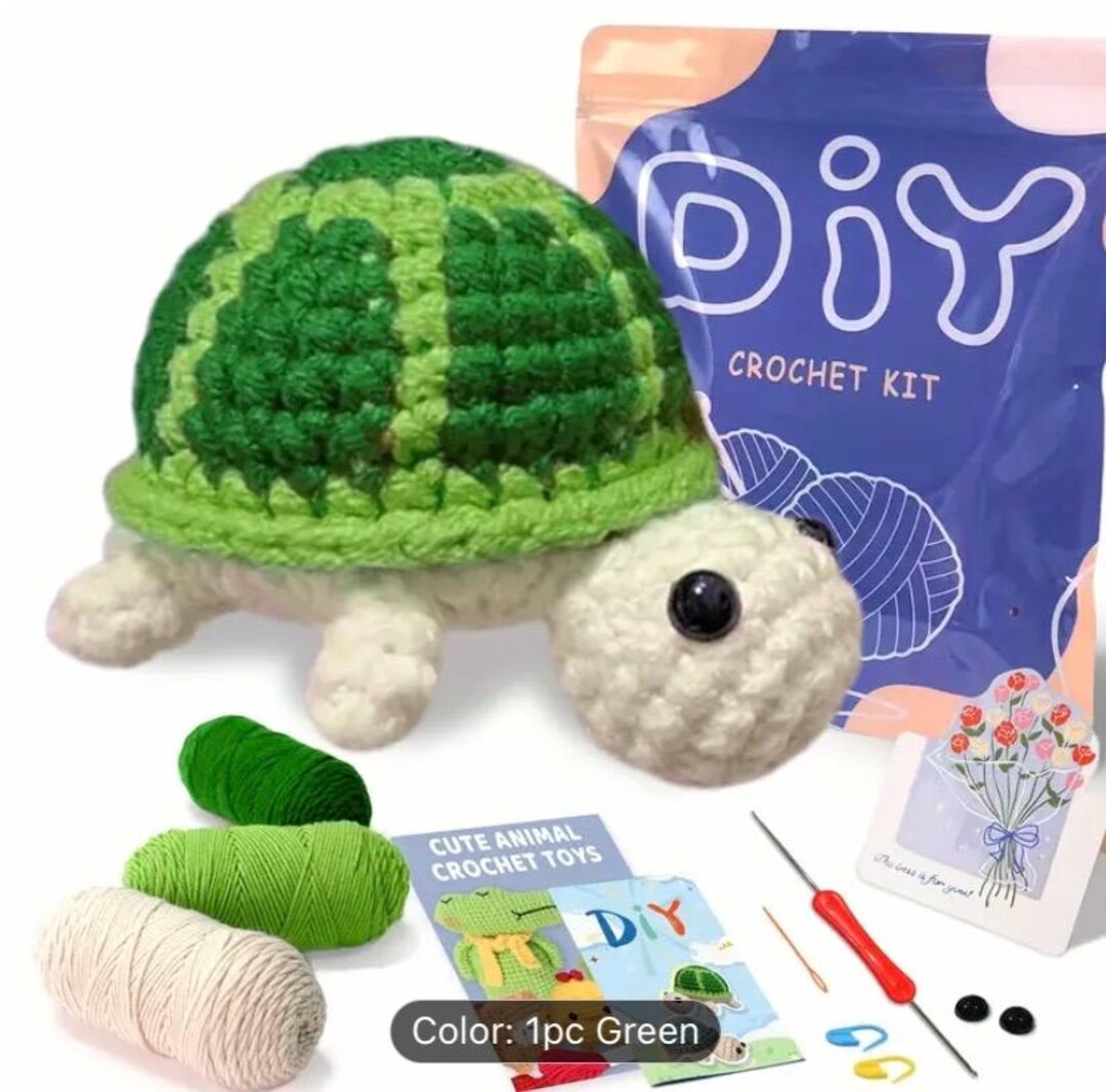 Crochet Kit for Beginners - Green Turtle - Etsy