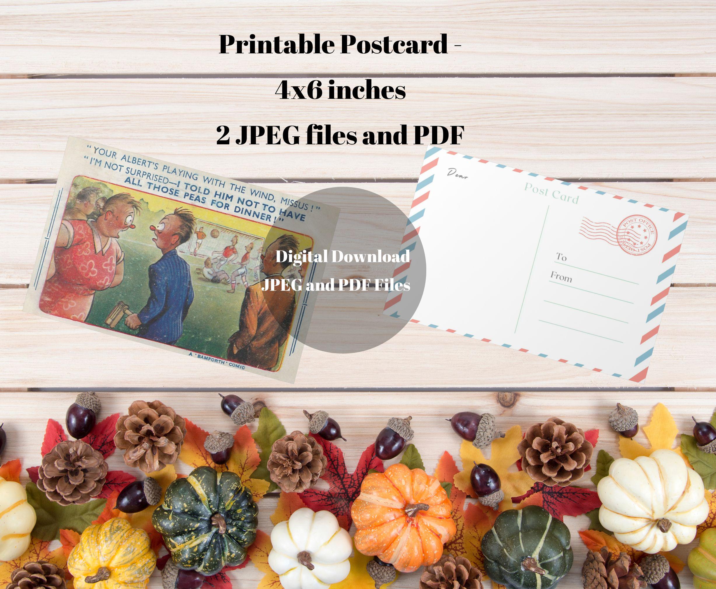 6x4 Inch Printable Vintage Retro Comedy Postcard (football) Jpeg and ...