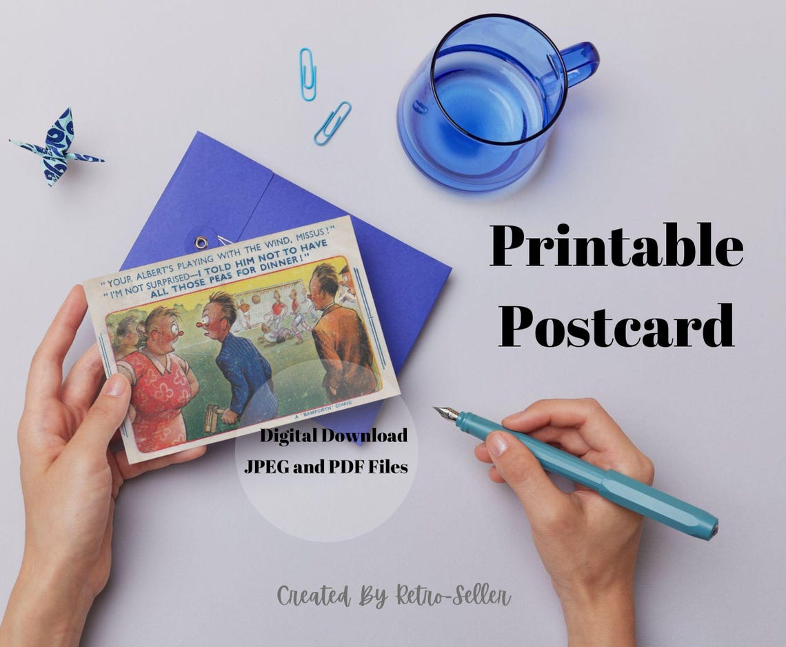6x4 Inch Printable Vintage Retro Comedy Postcard (football) Jpeg and ...