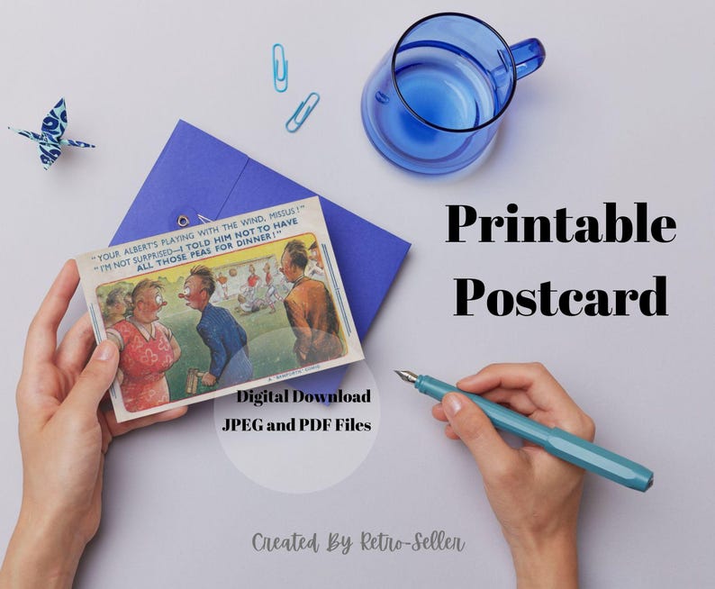 6x4 Inch Printable Vintage Retro Comedy Postcard (football) Jpeg and ...