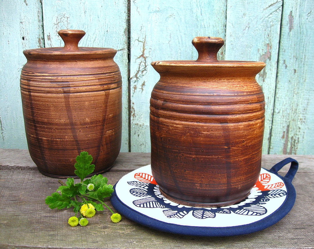 Big Storage Canister With Lid,handmade Pottery Container,fermentation ...