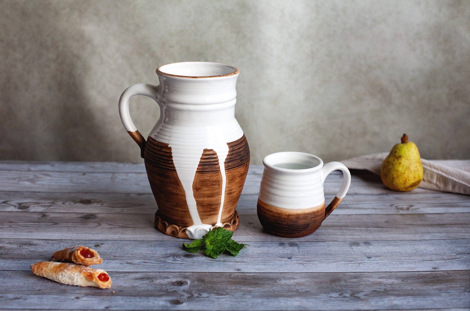 Ceramic Water Pitcher Stoneware Rustic Serving Beer Pitcher | Etsy