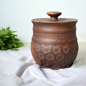 Big Storage Canister With Lid,handmade Pottery Container,rustic Stoneware Pot,unglazed Ceramic ...