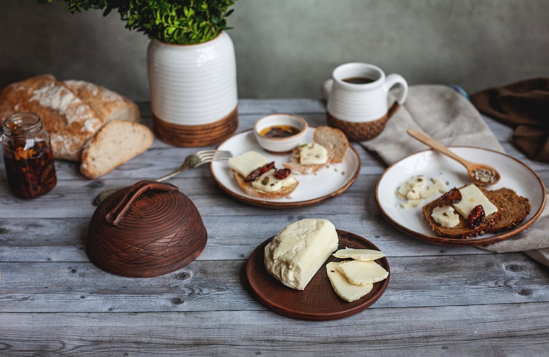 Round Butter Dish With Lid Ceramic Cheese Keeper Handmade | Etsy