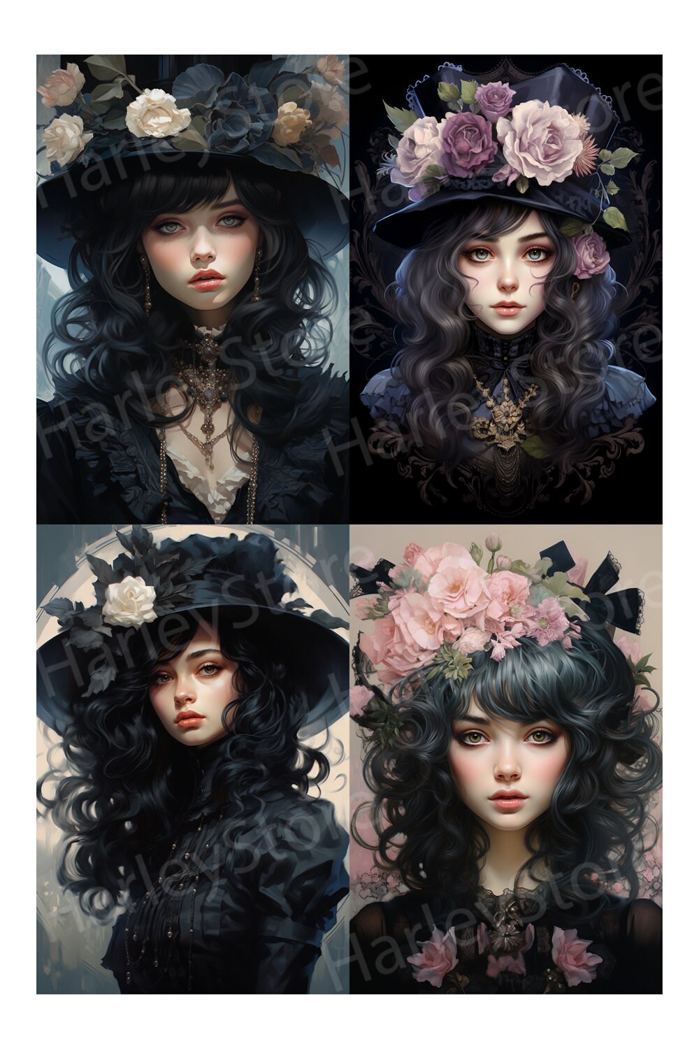 Victorian Girl Printable Ephemera Watercolor Clipart JPG Elements ...