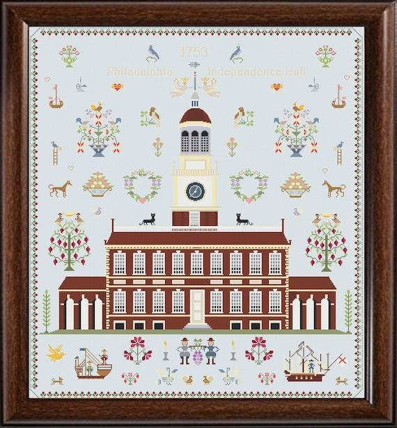 Philadelphia Independence Hall in American Sampler Counted | Etsy