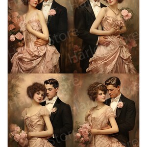 Love Romance Victorian Couple Printable Ephemera Watercolor Clipart JPG ...