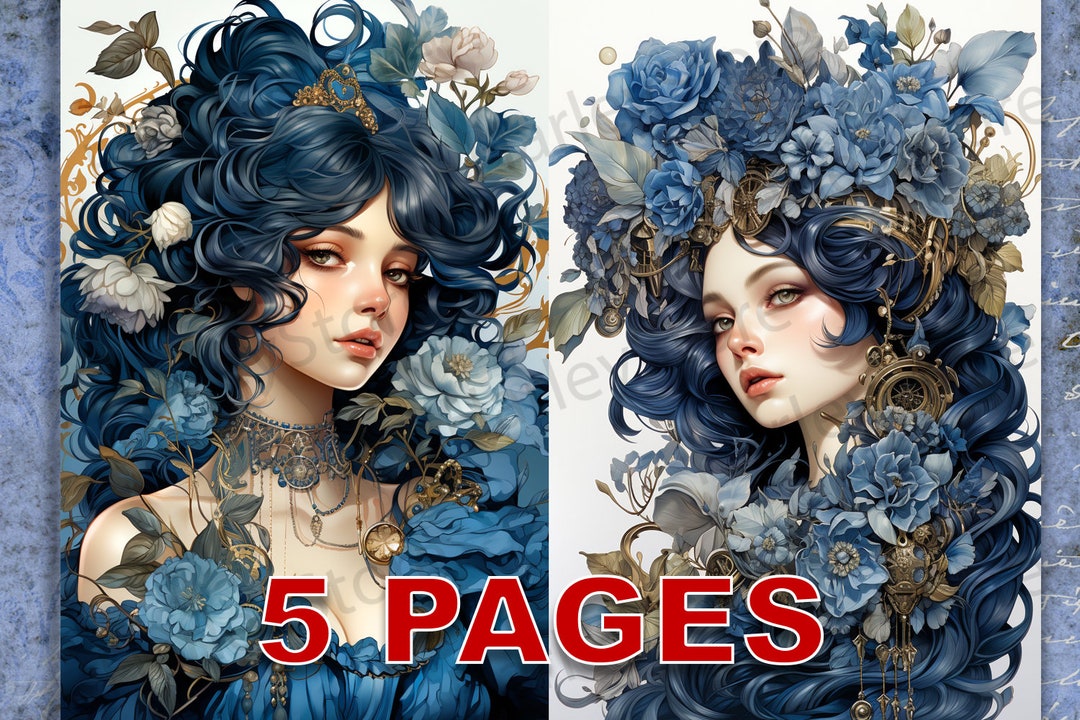 Baroque Queen Girl Fairy Printable Ephemera Watercolor Clipart 20 JPG ...