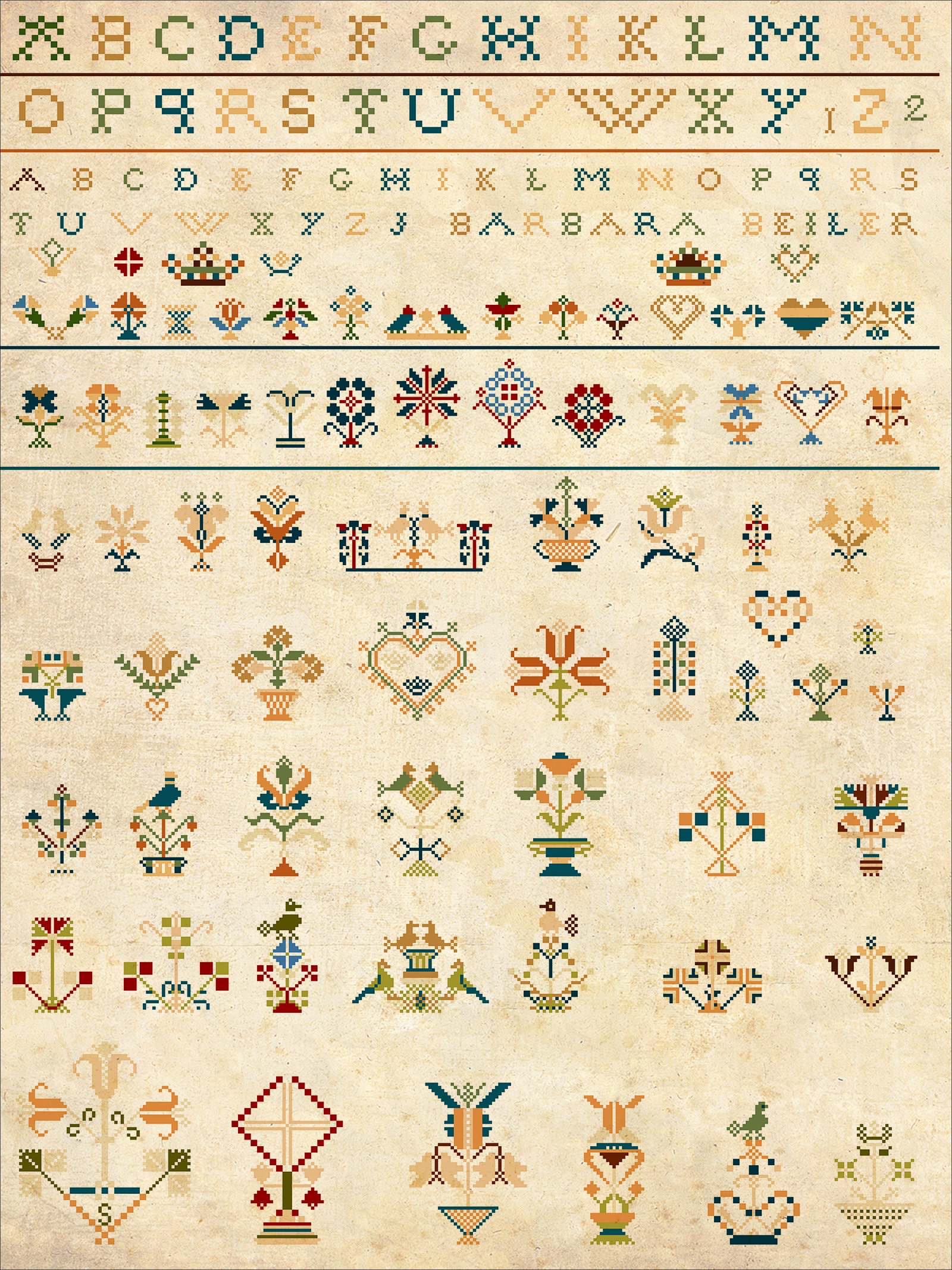 Cross Stitch Sampler Antique Amish Reproduction 19th Century | Etsy