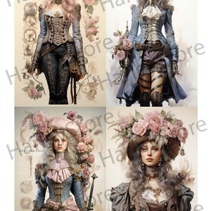 Baroque Queen Girl Fairy Printable Ephemera Watercolor Clipart 20 JPG ...