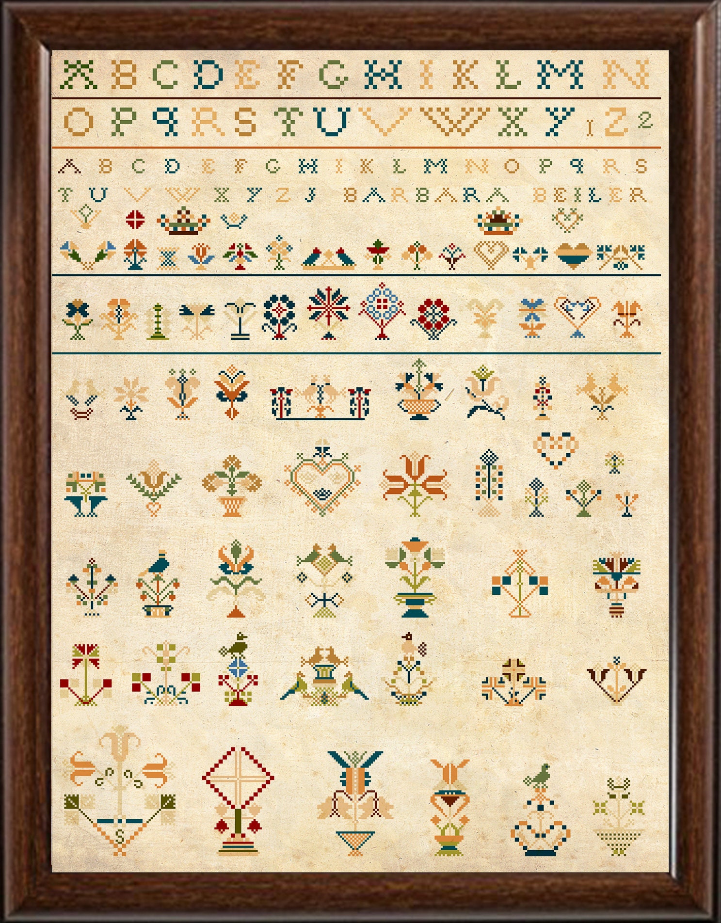Cross Stitch Sampler Antique Amish Reproduction 19th Century - Etsy