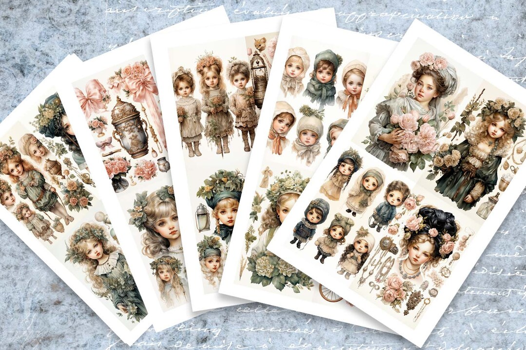Printable Ephemera Victorian Girl Watercolor Set Clipart 20 - Etsy