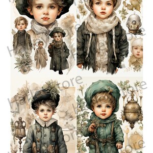 Victorian Boys Set Children Printable Ephemera Watercolor Clipart 20 ...