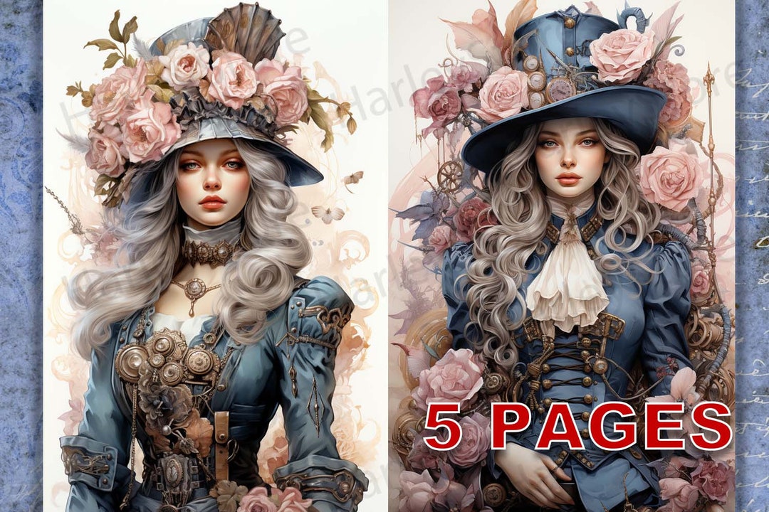 Baroque Queen Girl Fairy Printable Ephemera Watercolor Clipart 20 JPG ...