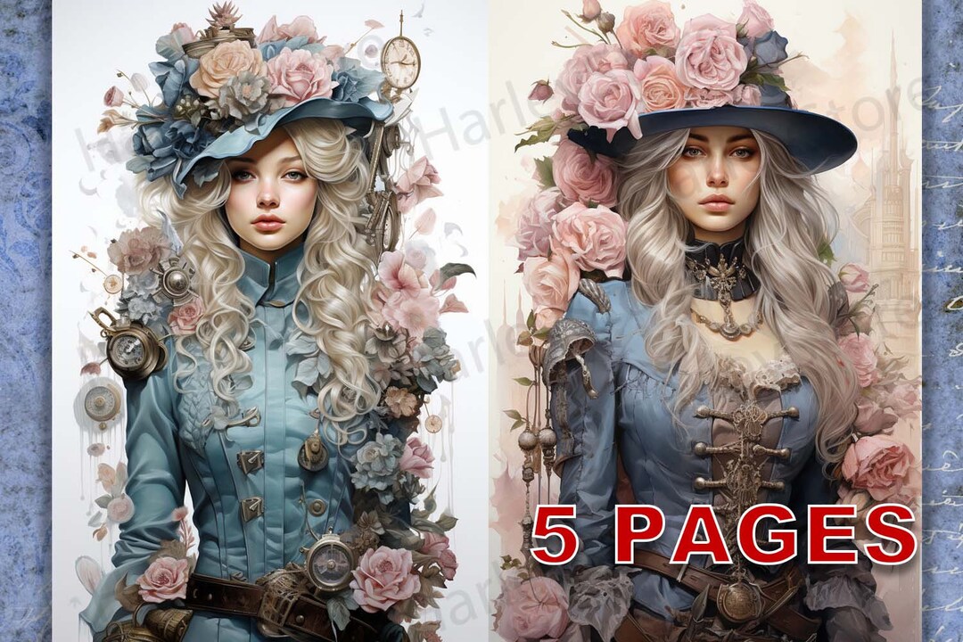 Baroque Queen Girl Fairy Printable Ephemera Watercolor Clipart 20 JPG ...