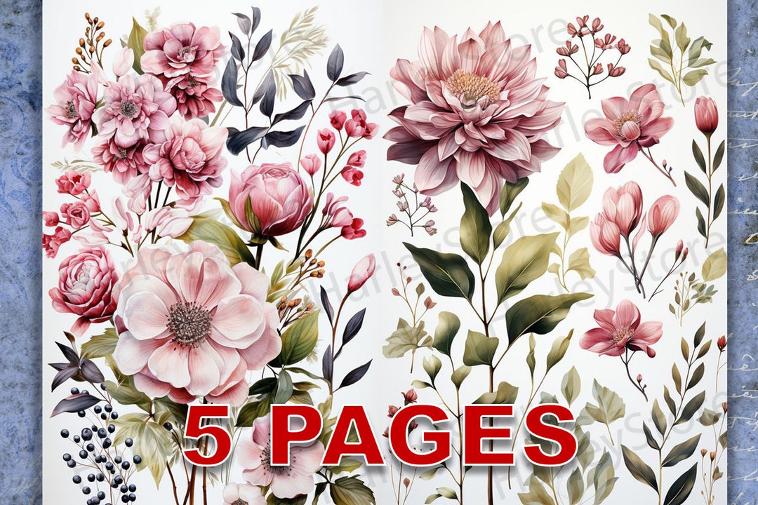 Love Wedding Flowers Printable Ephemera Watercolor Clipart 20 JPG ...