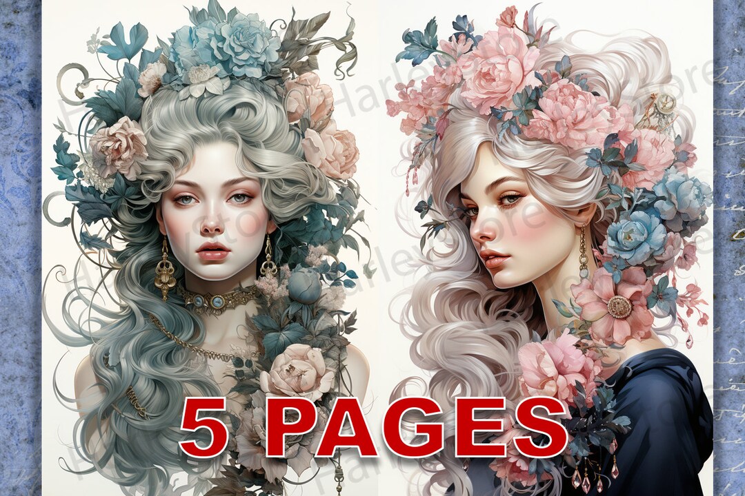 Shabby Chic Marie Antoinette Fairy Printable Ephemera Watercolor ...