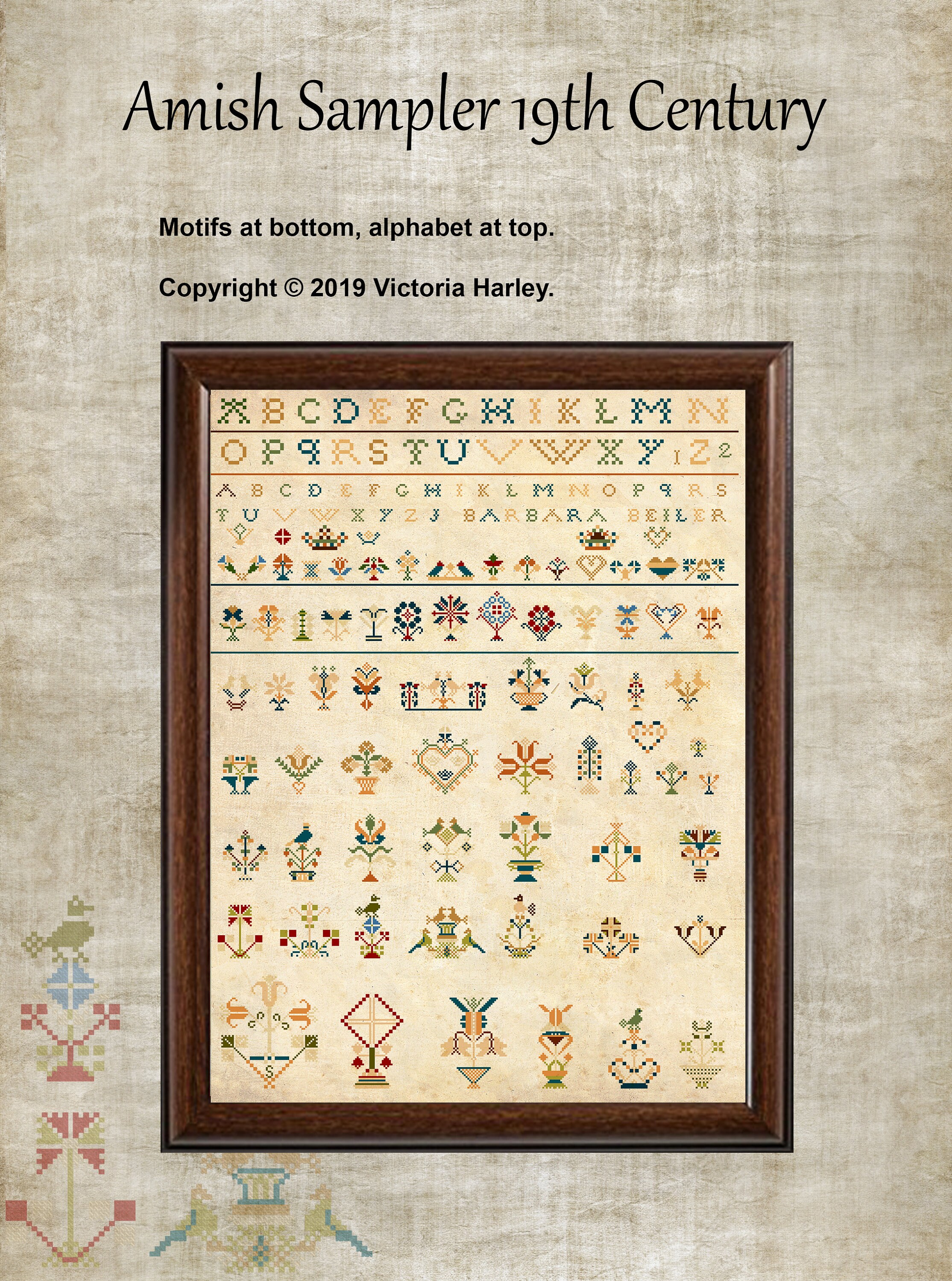 Cross Stitch Sampler Antique Amish Reproduction 19th Century - Etsy