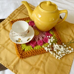 CUSTOM Floral Granny Square Trivet - Design Your Custom Wool Flower ...