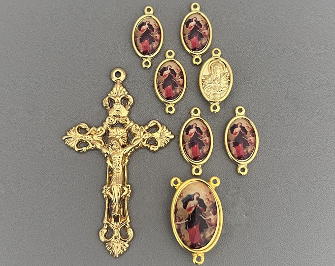 Gold ITALY Mary UNDOER of Knots Rosary Centerpiece Rosary Crucifix ...