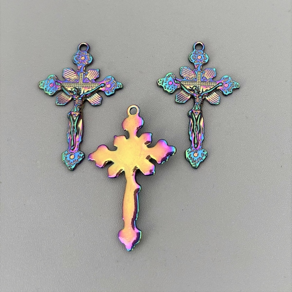 Rainbow Crucifix - Etsy