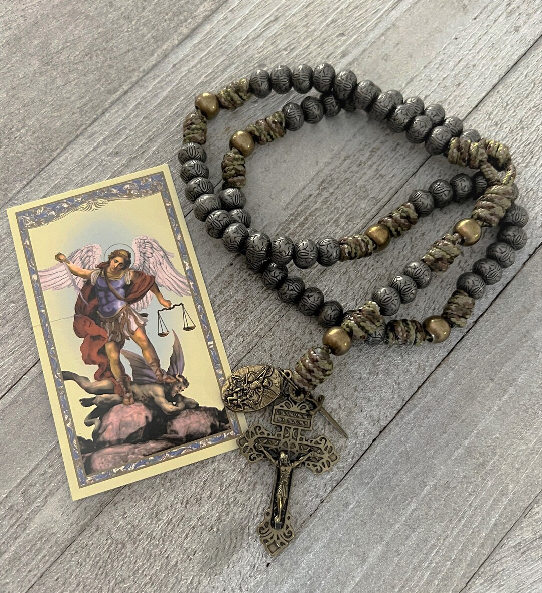 Spiritual Armor Saint Michael Paracord Rosary St. Michael Rosary Bronze ...