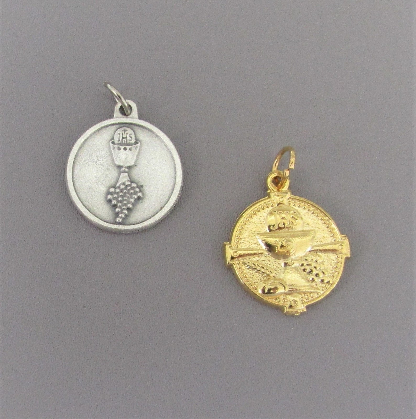 ROUND Silver First Holy Communion CHALICE Charms Gold 1st | Etsy