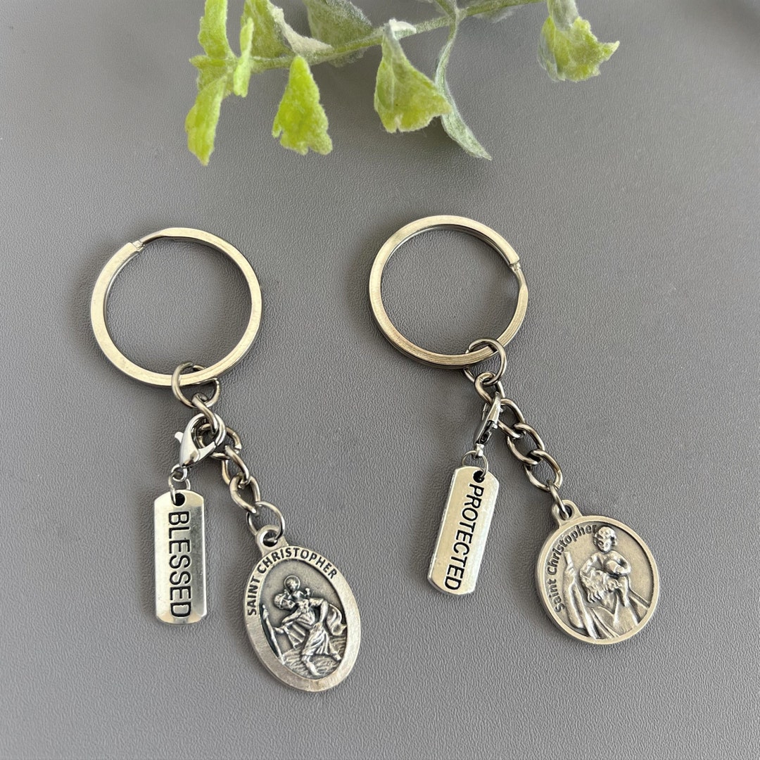 Saint CHRISTOPHER Key Chain / St Chris Keychain Miraculous Medal ...