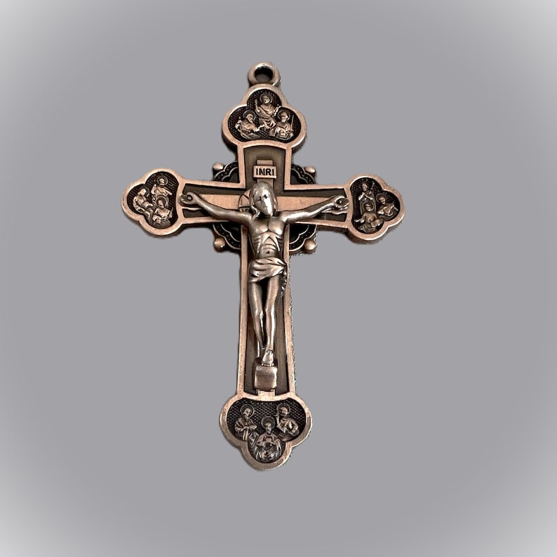 APOSTLES Copper Rosary Crucifix / Heavy 3" Large Copper Finish Crucifix ...