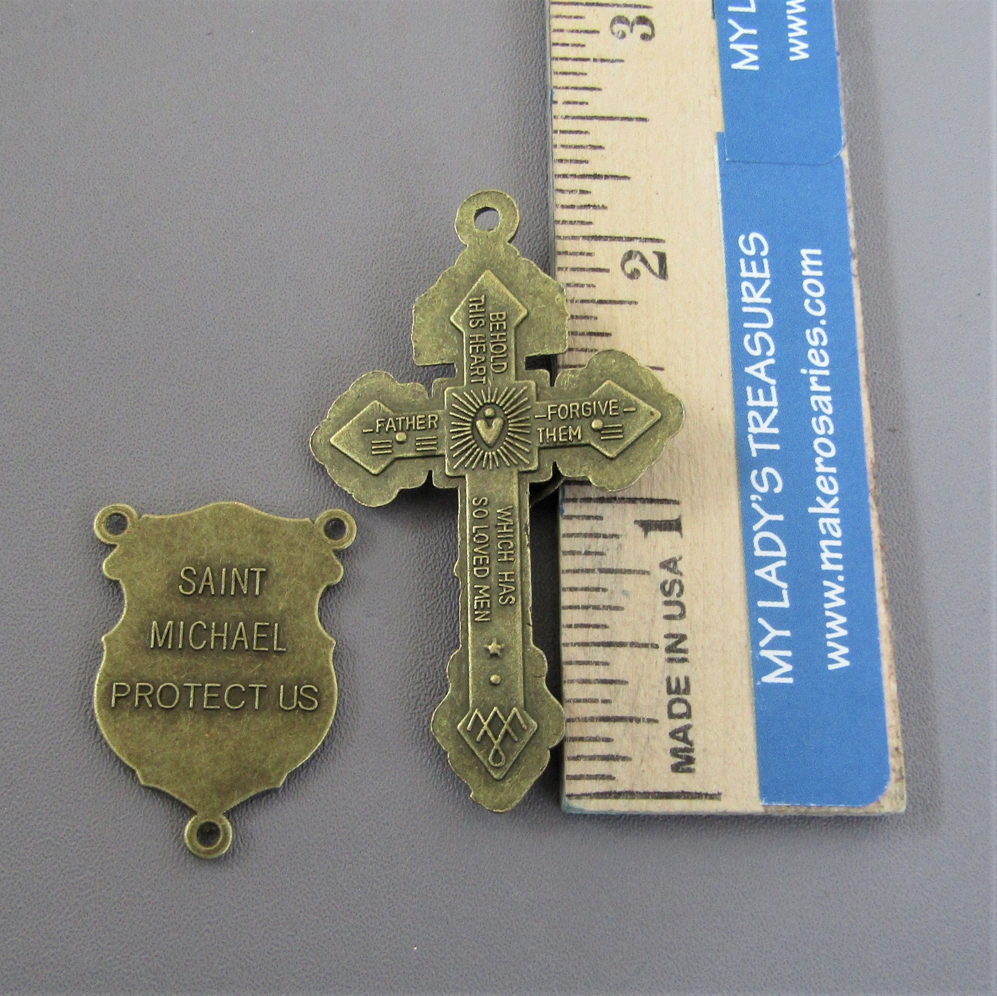 SHIELD Saint MICHAEL Rosary Centerpiece & Rosary Crucifix / - Etsy