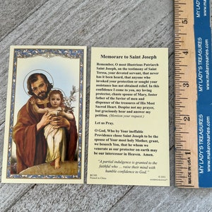 Saint Joseph Prayer Card / St. Joseph Holy Card / Memorare Novena to St ...