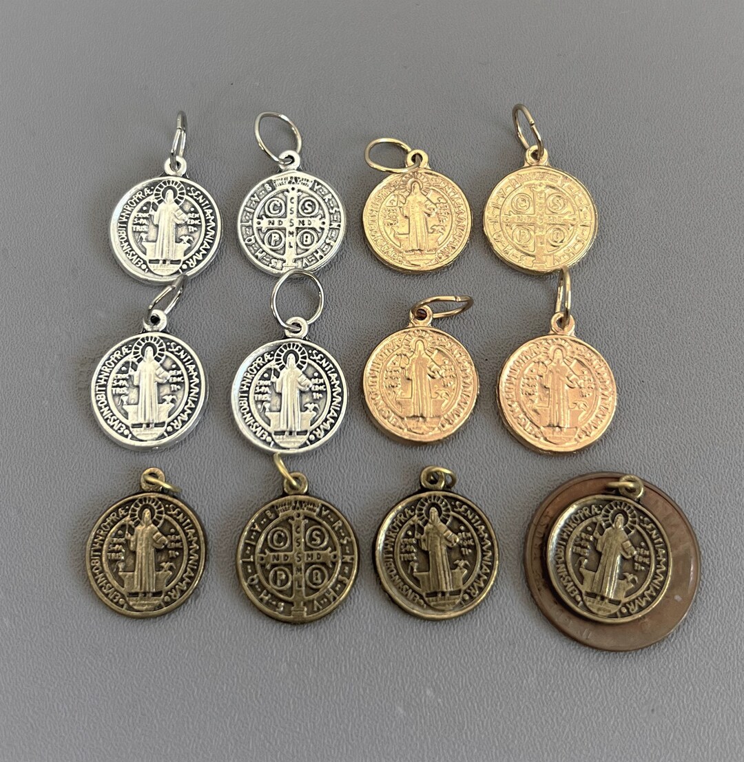 12 Pc SMALL Silver Saint BENEDICT Charms / Gold St. Benedict Holy Medal ...
