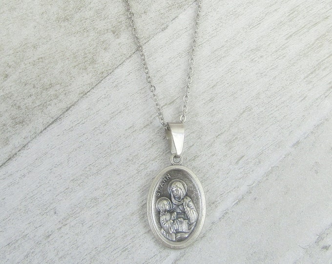Saint ANNE Necklace St. Ann Pendant W/ 18 16 Stainless Steel Chain ...