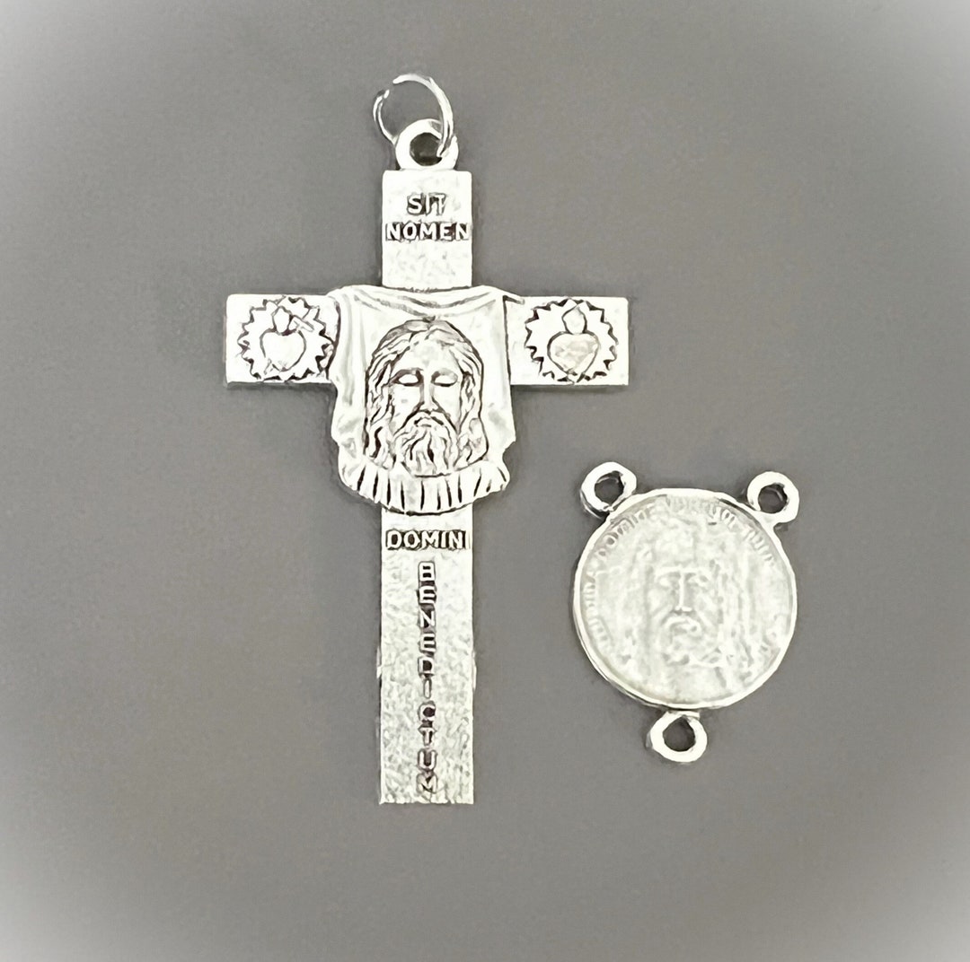 HOLY FACE Jesus Rosary Centerpiece & Holy Face Christ Cross / Large 2 ...