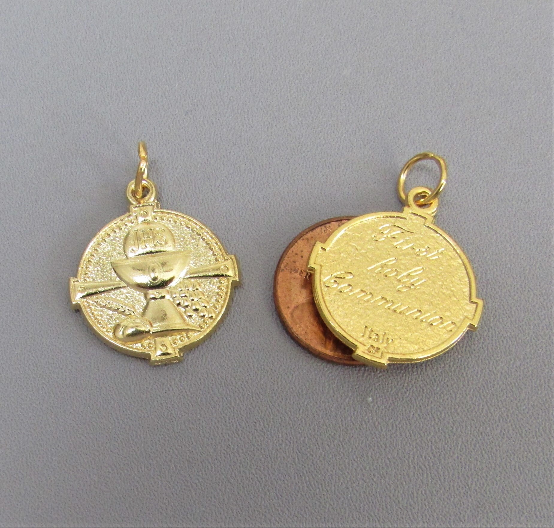 ROUND Silver First Holy Communion CHALICE Charms Gold 1st | Etsy