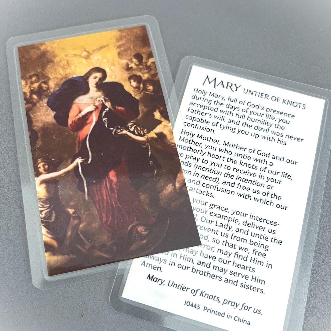 LAMINATED Our Lady Untier of Knots Prayer Card / Mary Undoer of Knots Holy Card / Size 2-5/8 X 4 ...