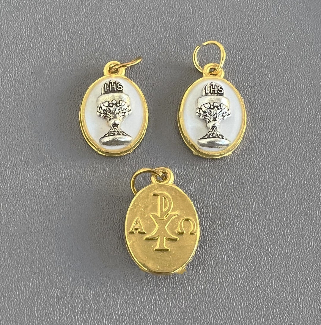3 Pc WHITE First Holy Communion CHALICE Charms Gold 1st Communion Holy ...