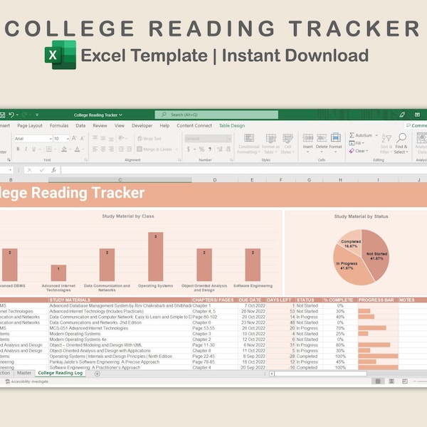 Excel Spreadsheet Study - Etsy