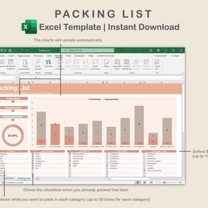 Packliste Excel Packliste Vorlage Excel Tabellenvorlage - Etsy.de